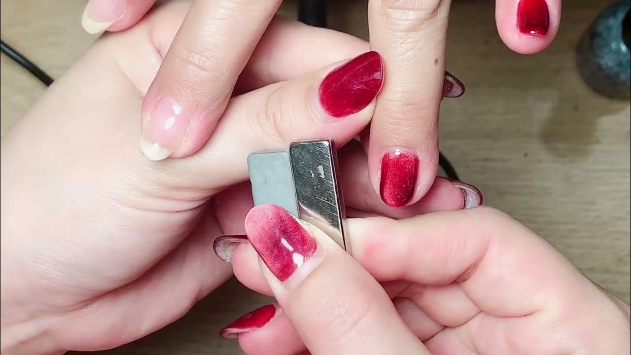 Nail Art Tutorial - Nail Art Red Cat Eye - YouTube