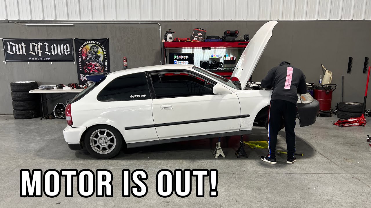 Removing the Stock D16y8 | Budget Boosted EK Hatch Build Ep. 3 - YouTube