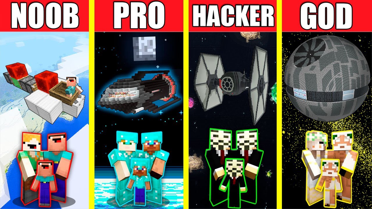 Minecraft Battle: SPACESHIP HOUSE BUILD CHALLENGE - NOOB vs PRO vs ...