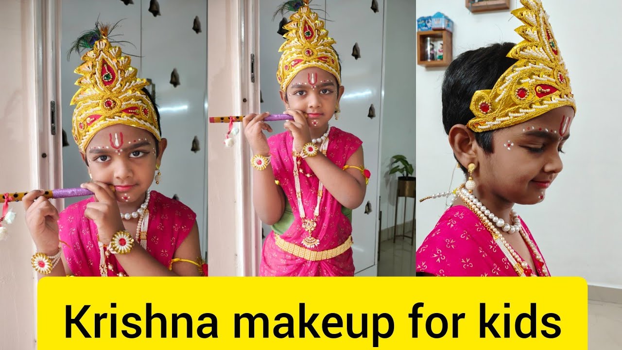 Krishna makeup for kids / krishna fancy dress/Krishna getup for school ...