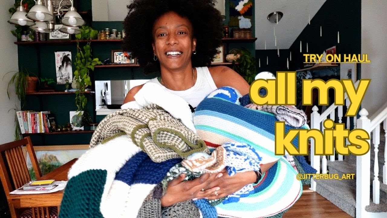 My handmade knit collection try on. knit patterns included! - YouTube
