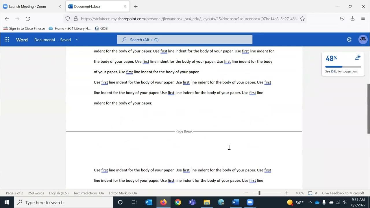 Adding page numbers using online Office 365 - Word - YouTube