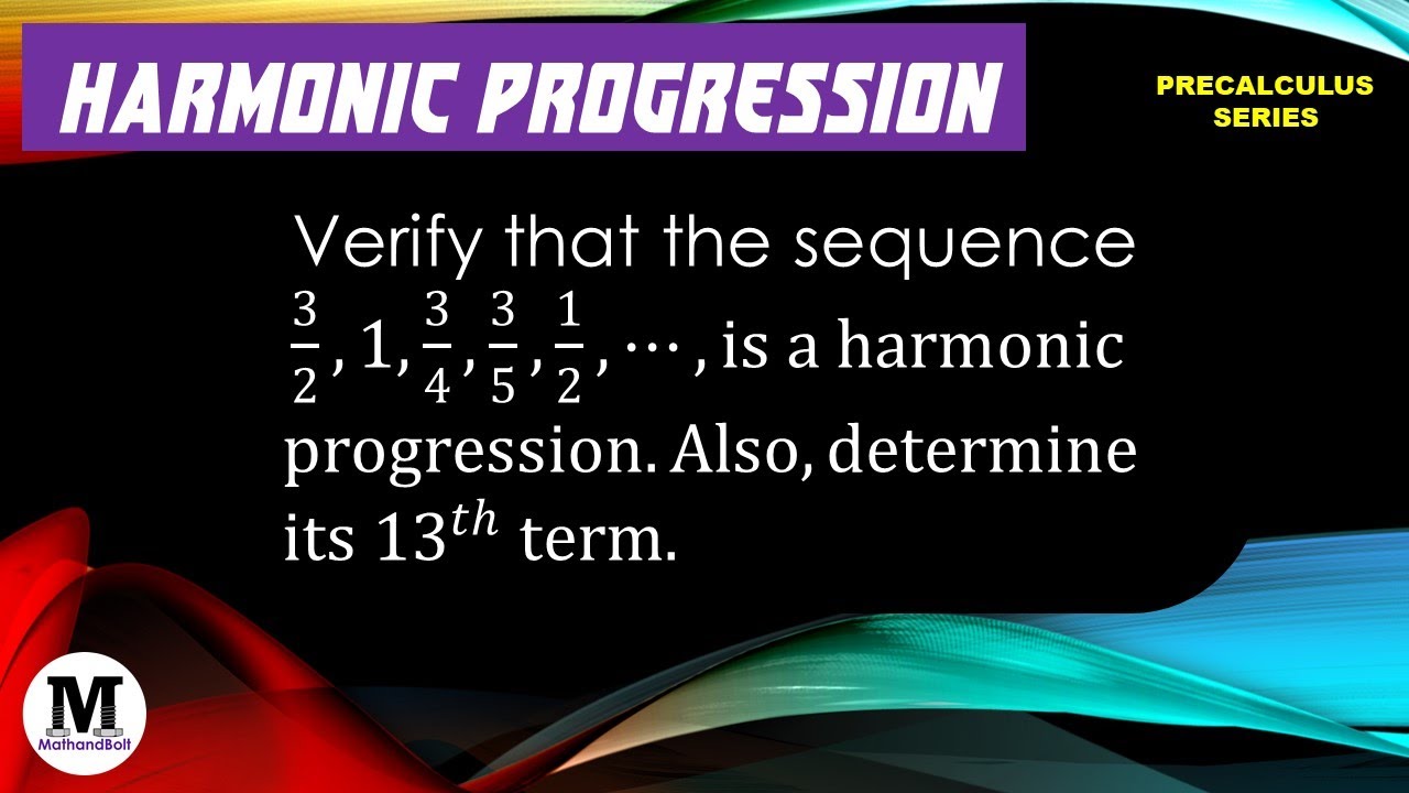 1.7 | Harmonic Progression | Introduction to Harmonic Progression - YouTube