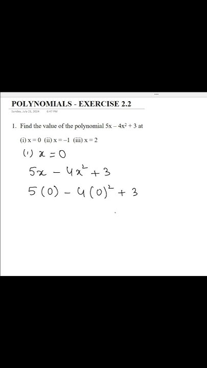 How to find the value of a polynomial equation? Calculate the value of the polynomial equation(x ...