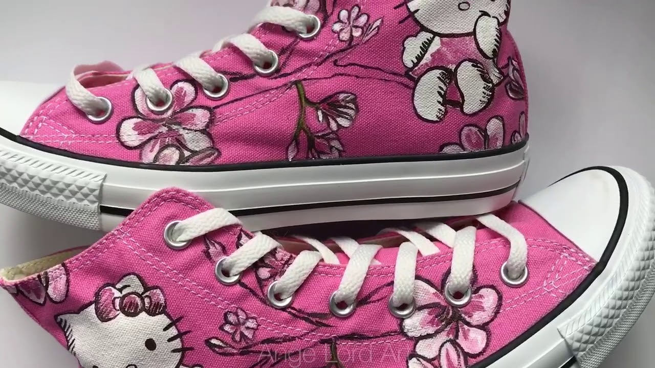 Hello kitty inspired custom painted Converse - YouTube
