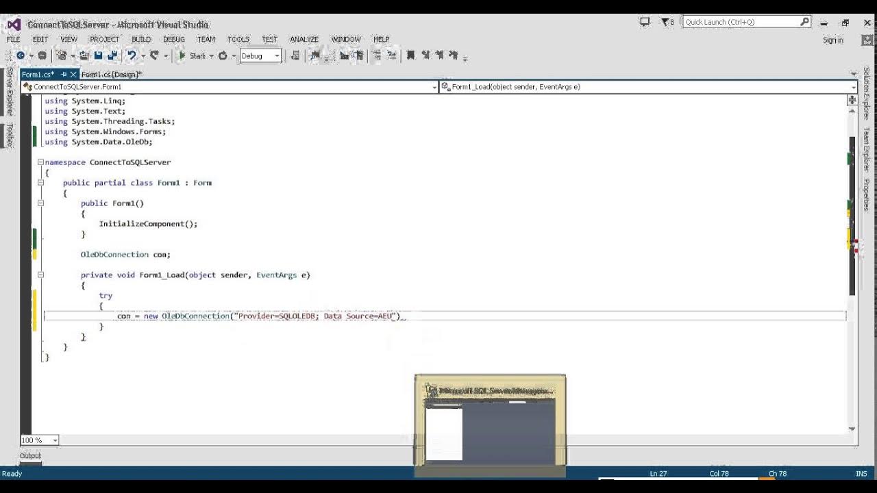 Advanced C# Tutorial 18 How to using OleDb connect to SQL Server with ...