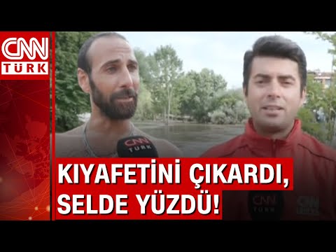 Kıyafetini çıkardı, selde yüzdü! Polis \