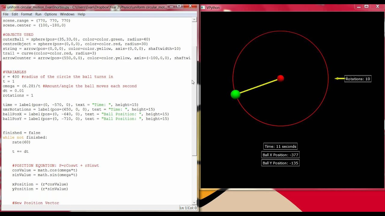Vpython Circular Motion Youtube