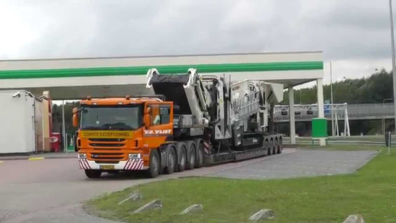 Convoi Exceptionell, v.d. Vlist, Scania P480, TEREX Finlay 893, 25-4 ...