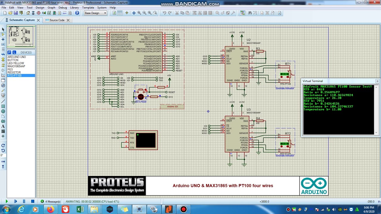 2 RTD max31865 arduino in proteus 8.9 sample project - YouTube