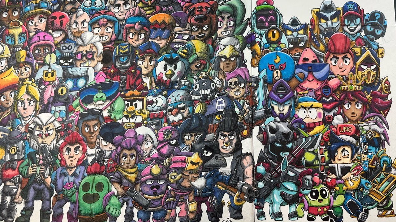 Drawing EVERY Brawl Stars Skin - Page Extention - YouTube