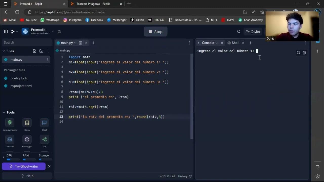 Promedio y Teorema de Pitágoras en Python - YouTube