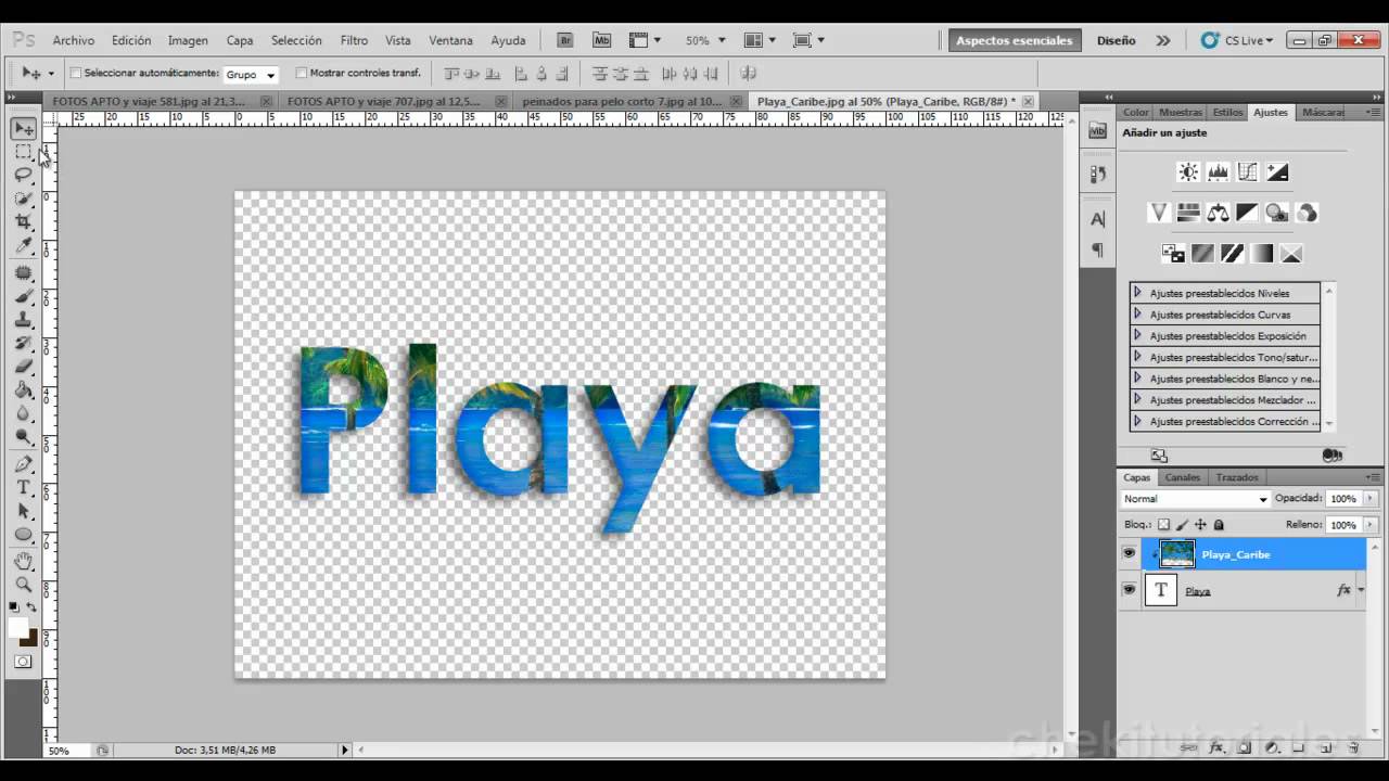 PHOTOSHOP CS5 - TEXTO CON IMAGEN DE RELLENO - YouTube