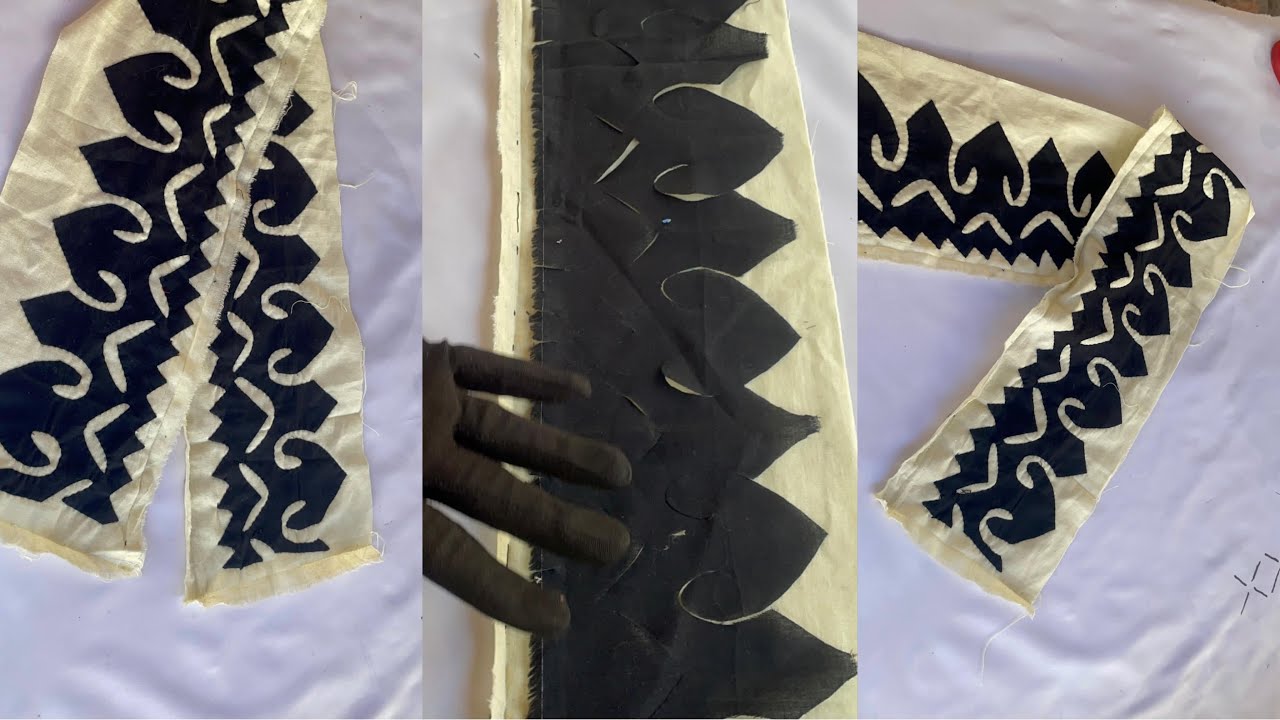 Aplic Rilli Border Dezain Cutting & Stitching simple Design Hand Work ...