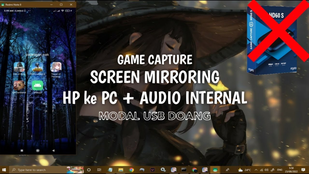 cara mirroring game capture dengan usb android ke pc + audio internal ...