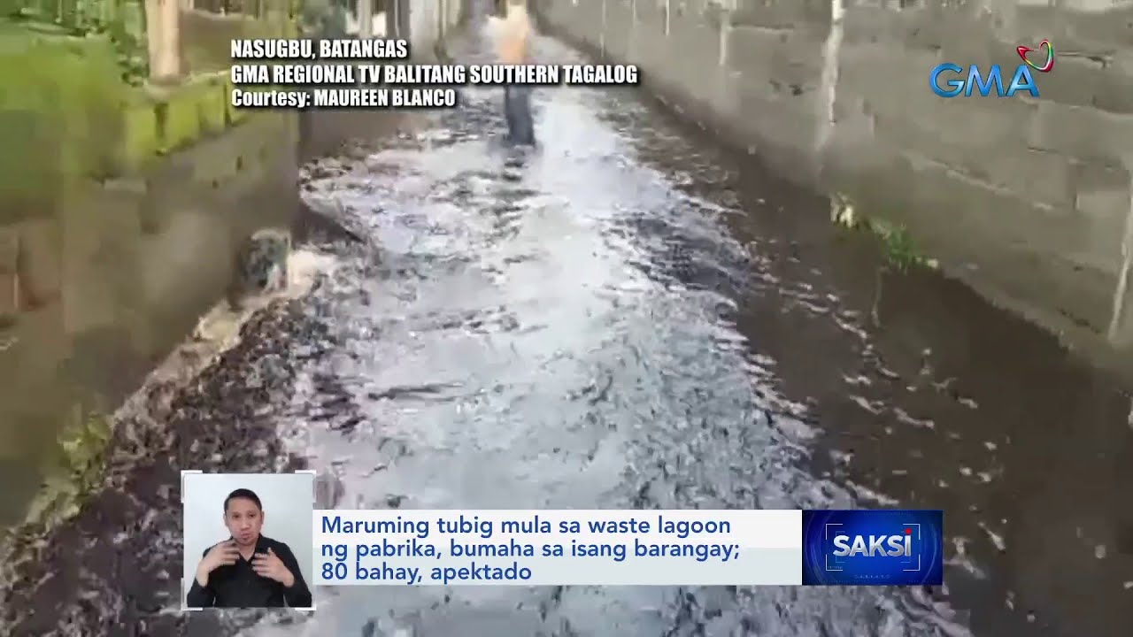 Maruming tubig mula sa waste lagoon ng pabrika, bumaha sa isang ...