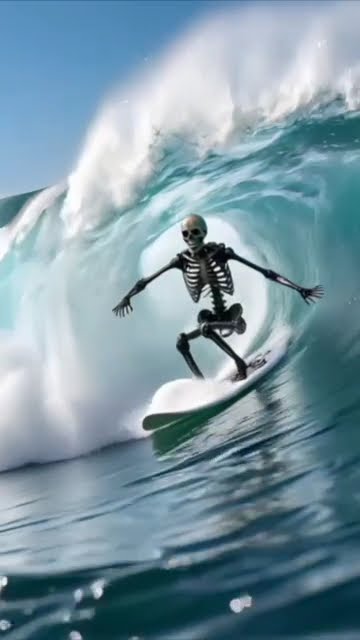 Skeleton Surfing -- Watch The Skeleton get barreled and ride the wild ...