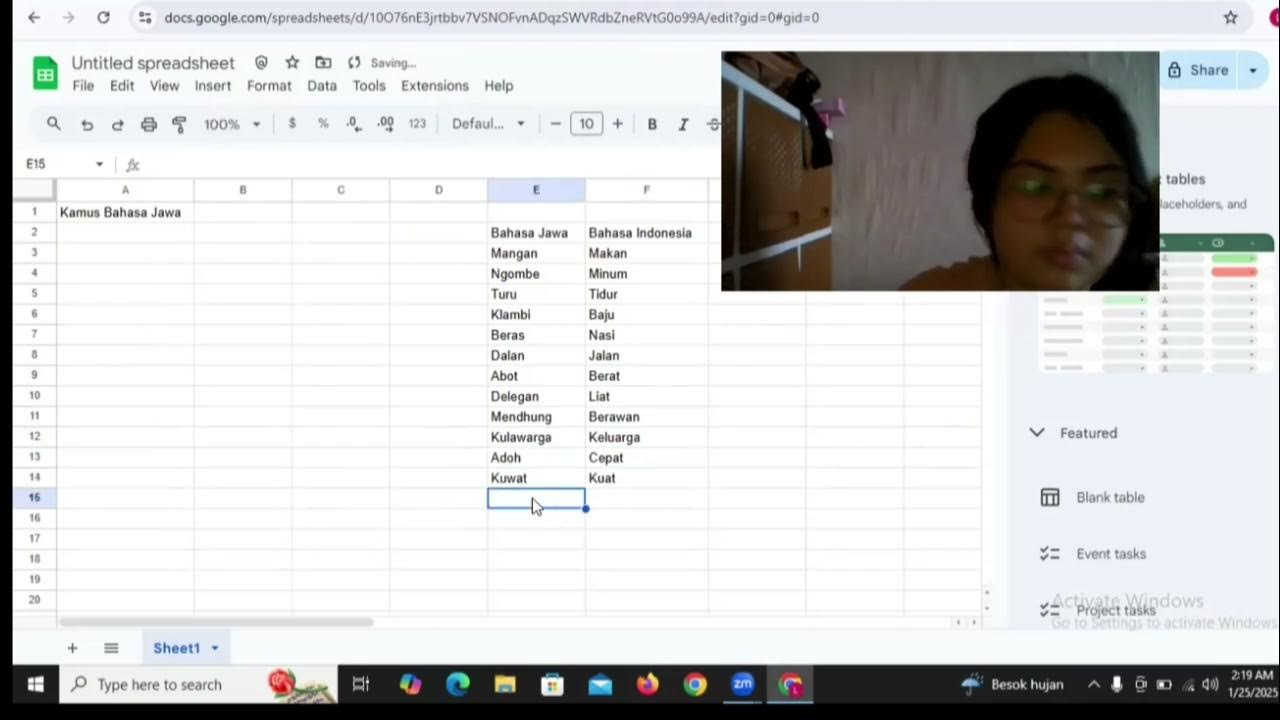 Tutorial Membuat Kamus Bahasa Jawa Menggunakan Google Sheets - YouTube
