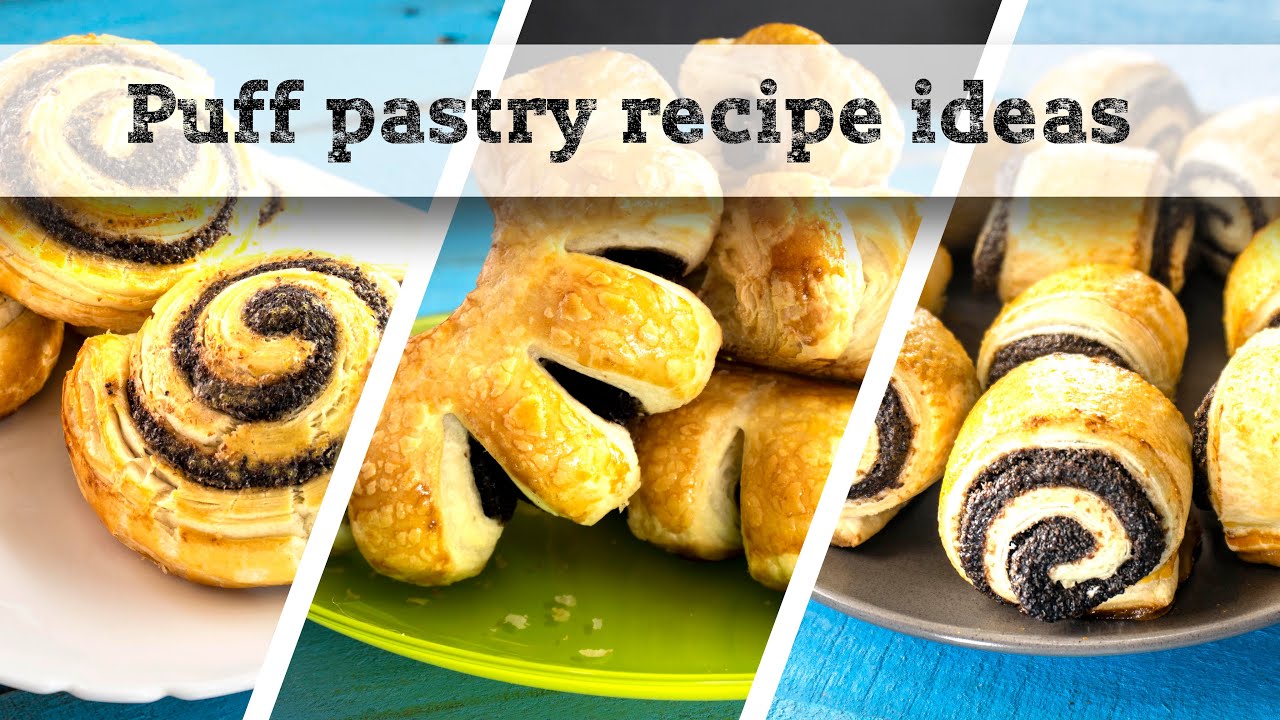 3 Different Ways of Folding Puff Pastry with Poppy Seed - YouTube