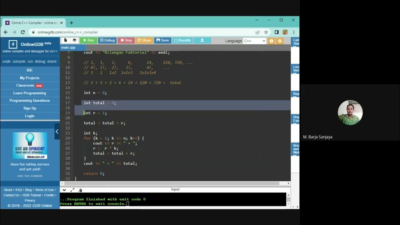 Penyusunan Kode Program Untuk Membentuk Deret Bilangan Faktorial ...