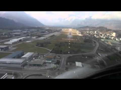 Sion airport (LSGS) approach&landing IGS 25 - YouTube