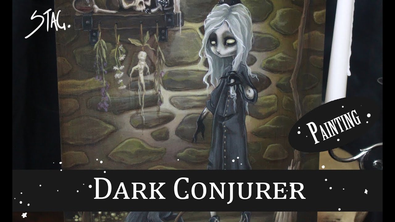 The Dark Conjurer timelapse acrylic dark fantasy art painting - YouTube
