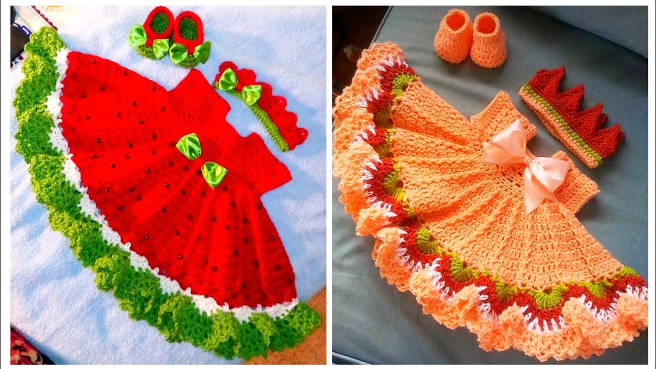Crochet baby girl dress pattern/Thread crochet frocks/Crochet frilly ...