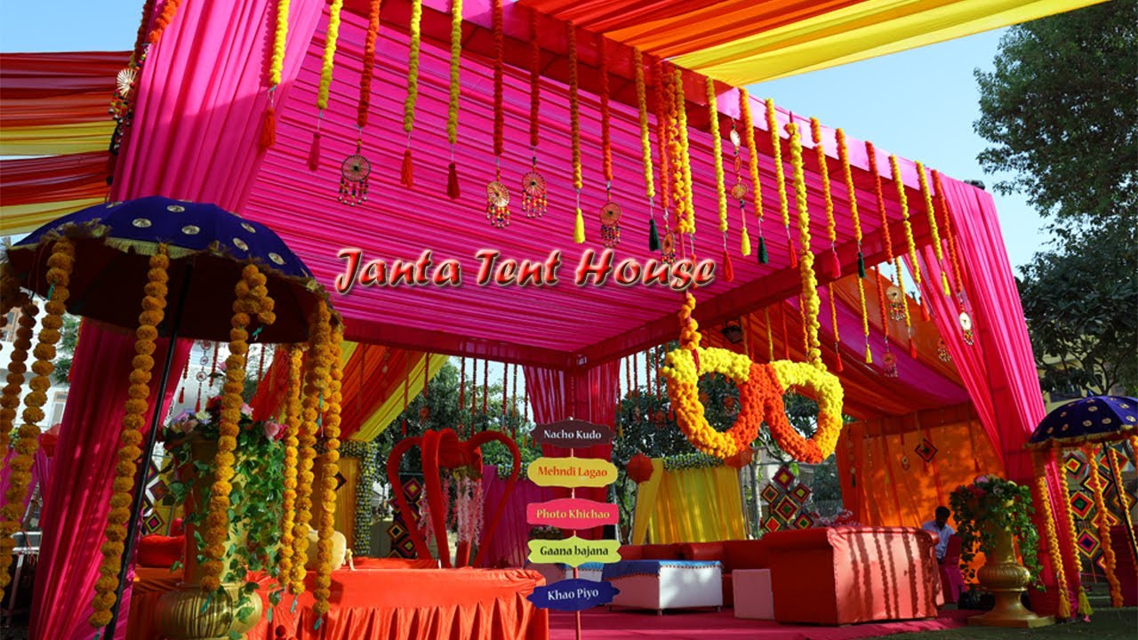 Haldi Decoration Ideas | Haldi DIY Decoration | Props | Canopy | Photo ...