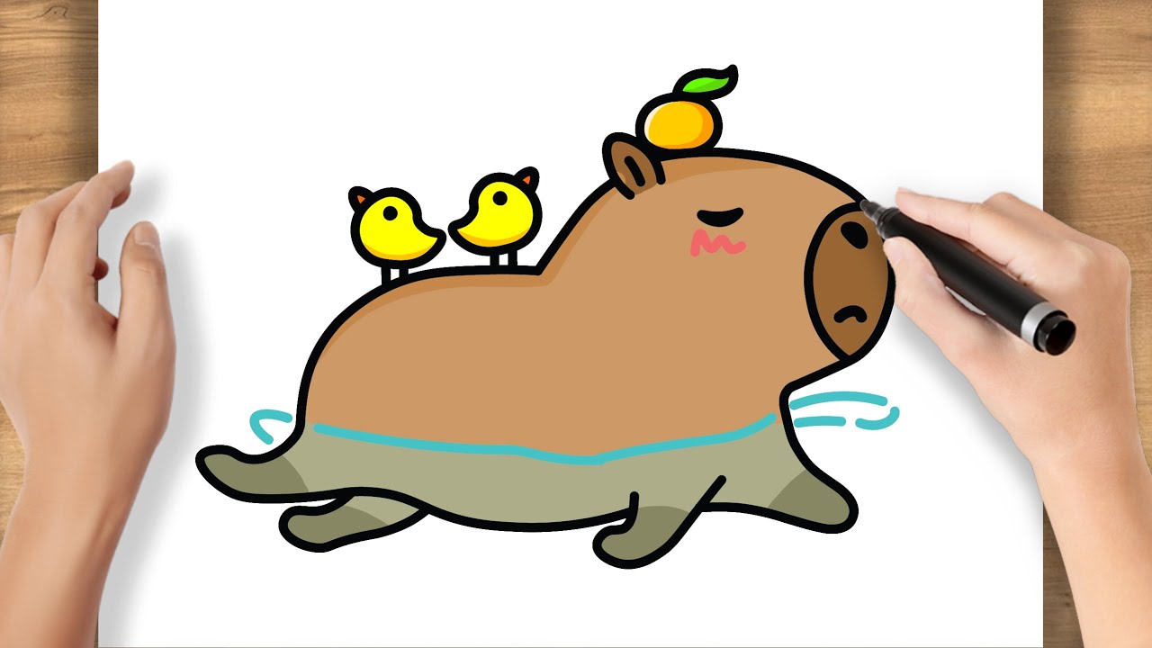 How to Draw Capybara Swimming Cute Easy | Step-by-Step Drawing Tutorial ...