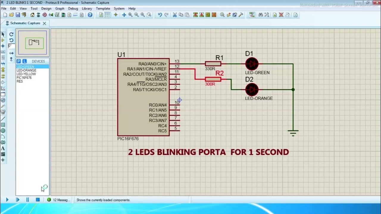 pic16f676 2 leds blinking - YouTube