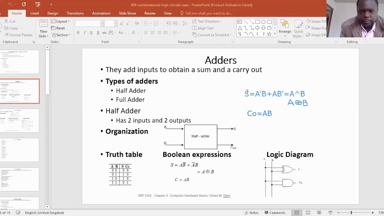DIGITAL LOGIC -COMBINATIONAL LOGIC CIRCUITS introduction and HALF ADDER ...