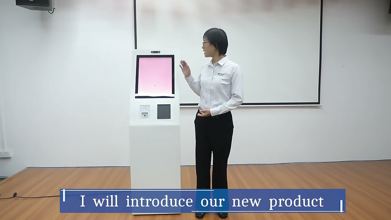 Queue management system touch kiosk with advertising - YouTube