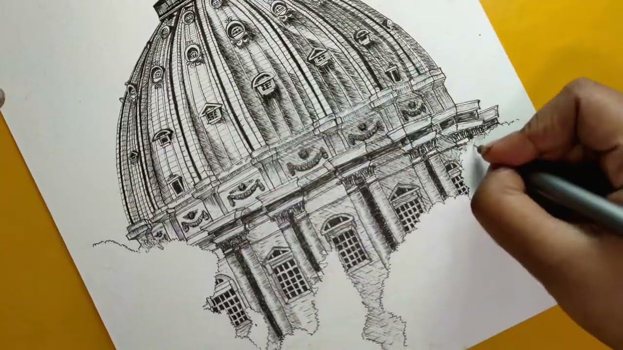 St. Peter's Basilica Dome, Vatican Sketch using Technical Pens ...