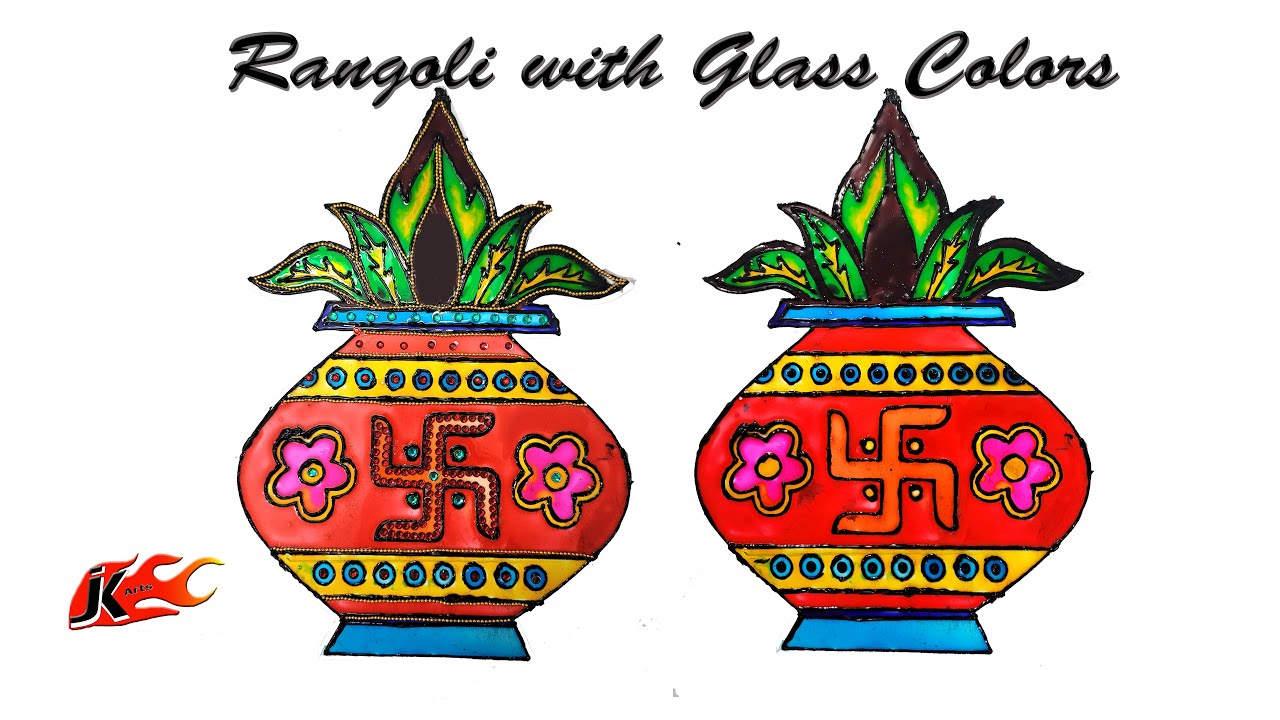 Kalash Rangoli with Glass Colors #Diwali kalash | Kalash making from ...