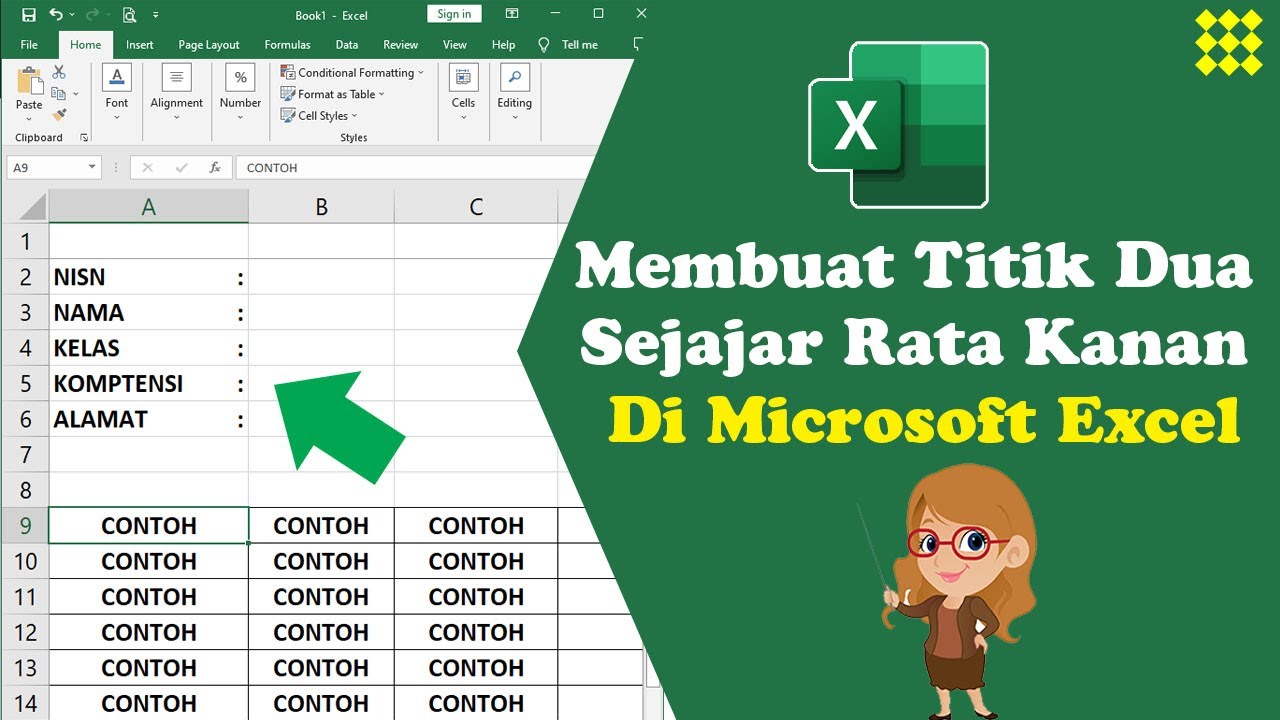 Membuat Titik Dua Sejajar Rata Kanan Di Microsoft Excel - YouTube