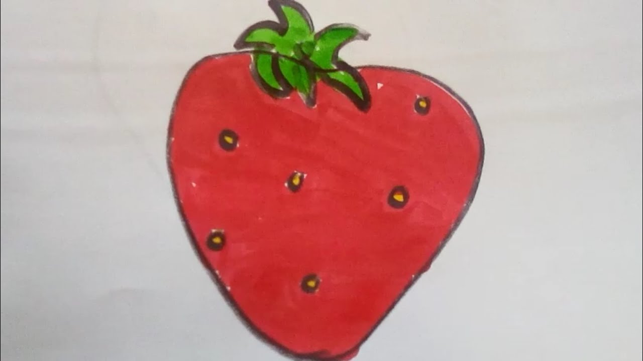 how to draw a strawberry , colour in strawberry , strawberry fruit ...