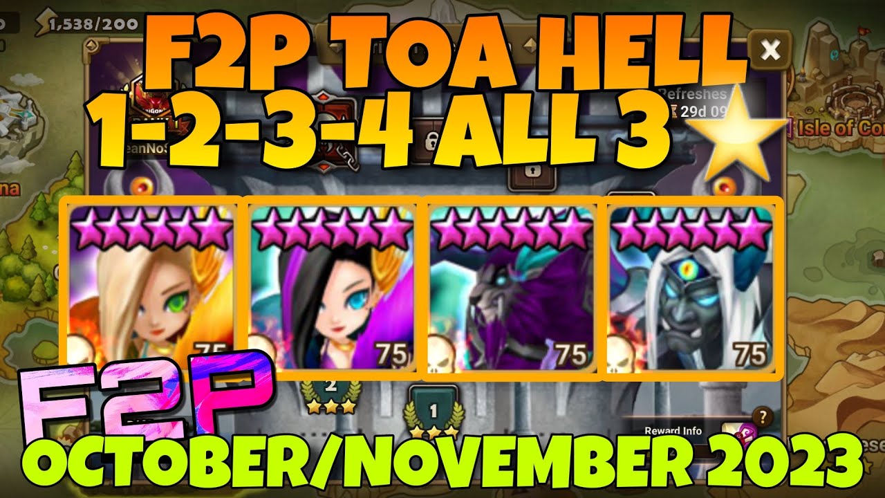 F2P TOA HELL STAGE 1 2 3 4 ( SEARA - GIANA - ZERATU - KINKI ) OCTOBER NOVEMBER 2023 SUMMONERS ...