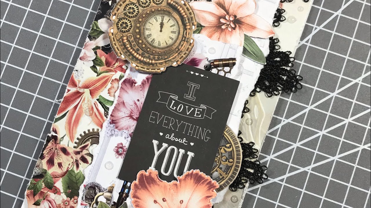 Creating A Long Thin Card Using July 2020 Steampunk Craft Box - YouTube