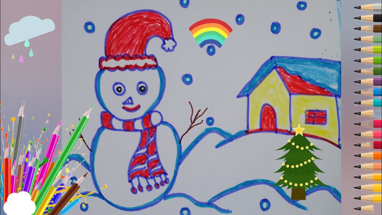 Winter season drawing 🤧|Easy and simple winter season drawing for kids ...