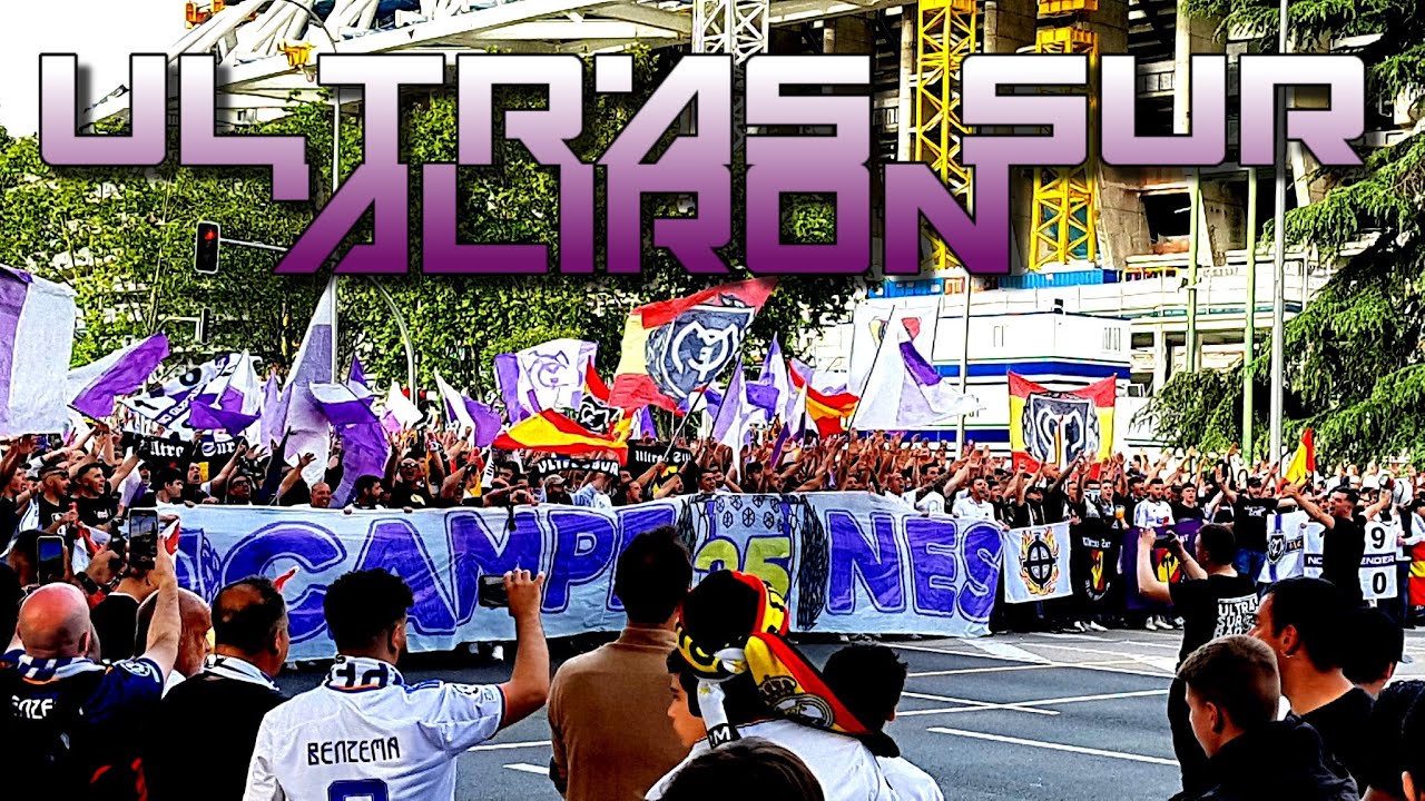LA FIESTA DE ULTRAS SUR EN EL ALIRON Real Madrid campeon de Liga - YouTube