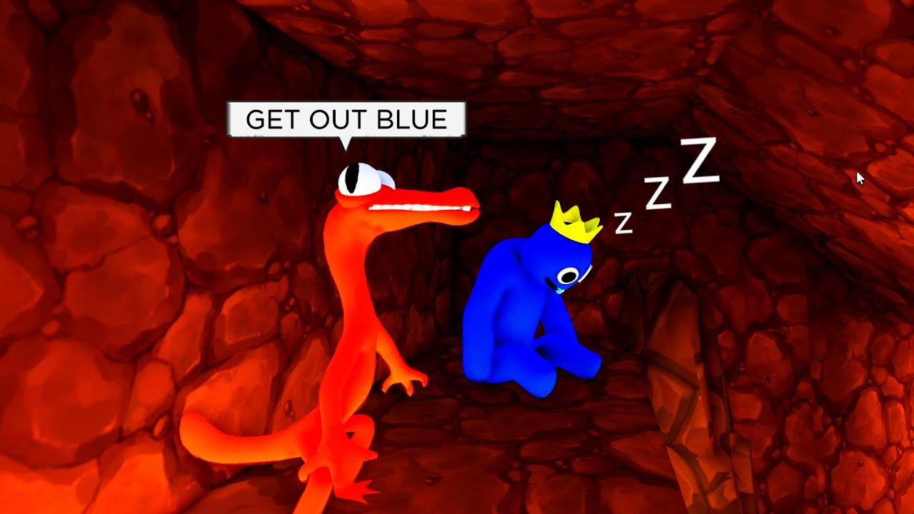 ROBLOX Rainbow Friends FUNNY MOMENTS (BLUE SLEEP IN ORANGE'S CAVE ...