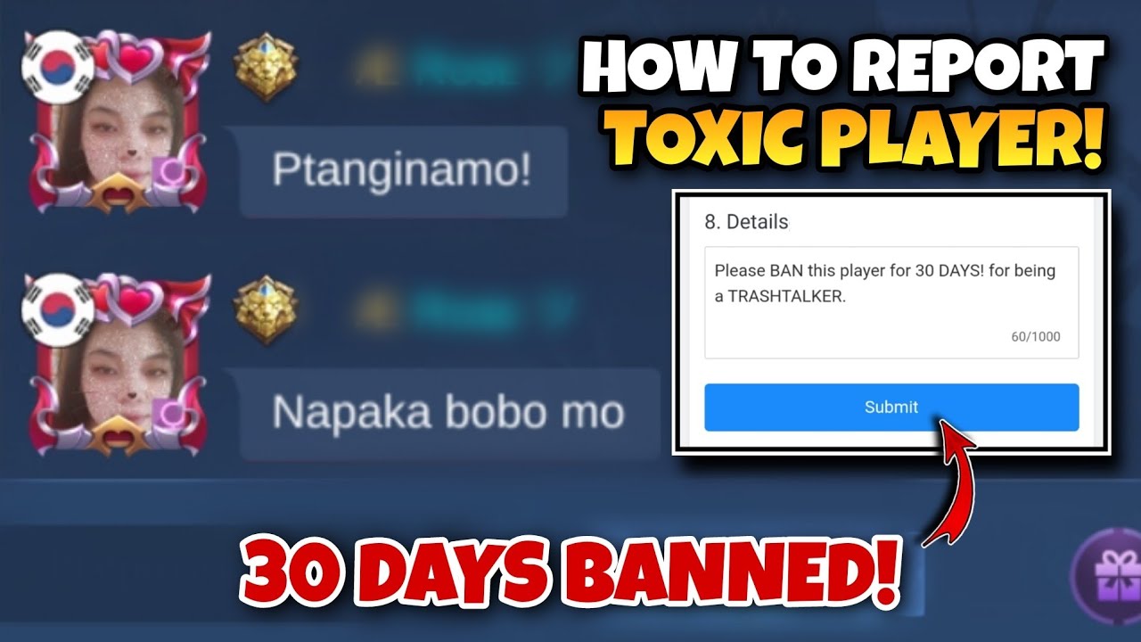 HOW TO REPORT TOXIC PLAYERS IN MOBILE LEGENDS | PUNISHMENT IS BAN FOR ...
