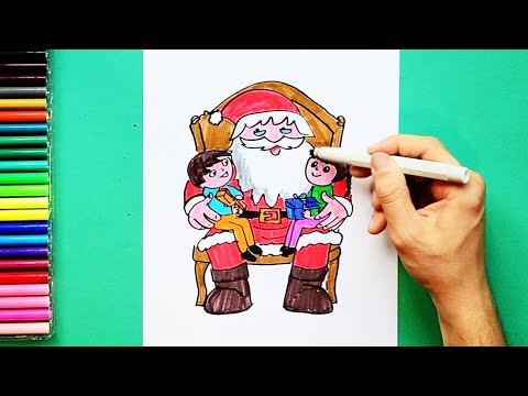 How to draw Kids with Santa - Christmas Special