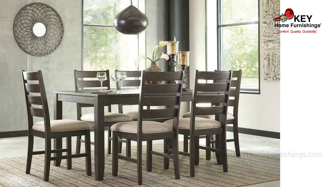 Ashley Rokane Dining Room Table And Chairs Set Of 7 D397-425 | KEY Home ...