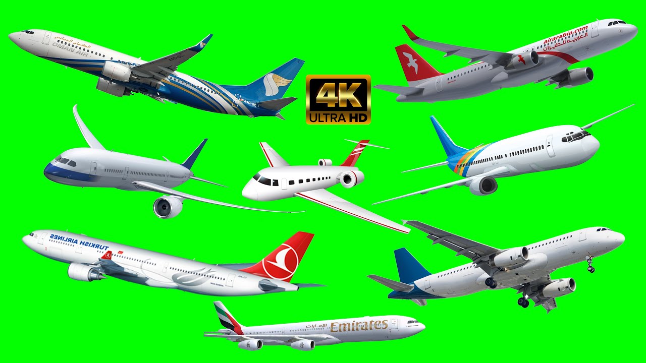 Aeroplane / Airplane Flying Free GREEN Screen in Full 4K, HD No ...