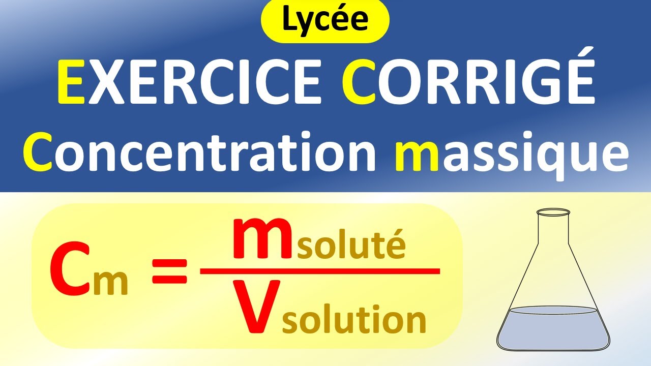 La concentration massique d'une solution aqueuse - Exercice corrigé ...