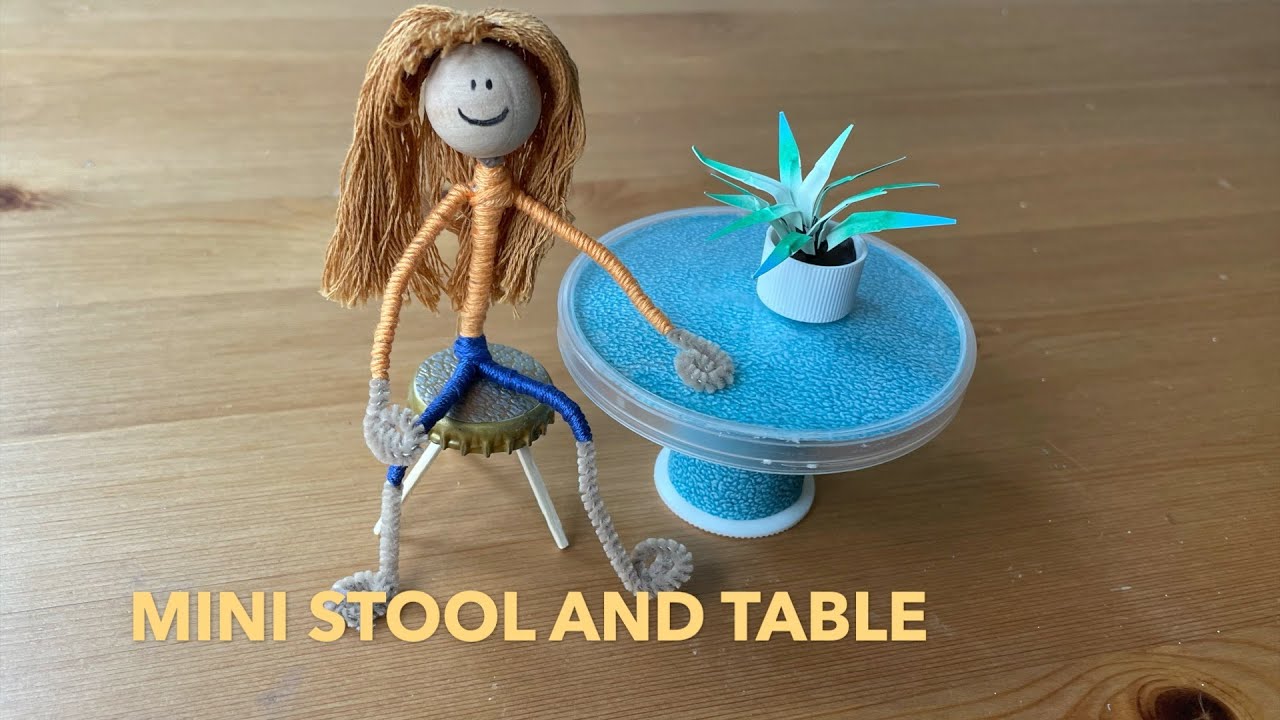 DIY Miniature Stool and Table | Dollhouse Furniture - YouTube