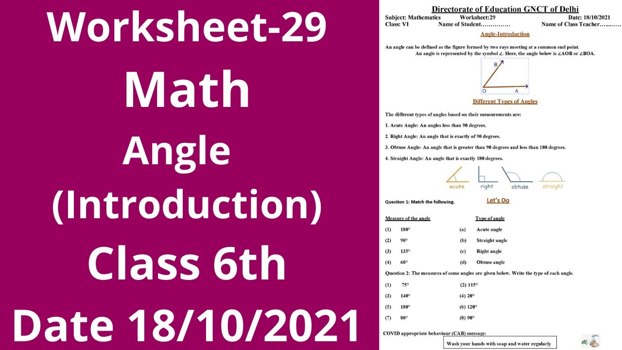Worksheet 29 Math class 6 (18/10/21) English Medium / worksheet Math ...