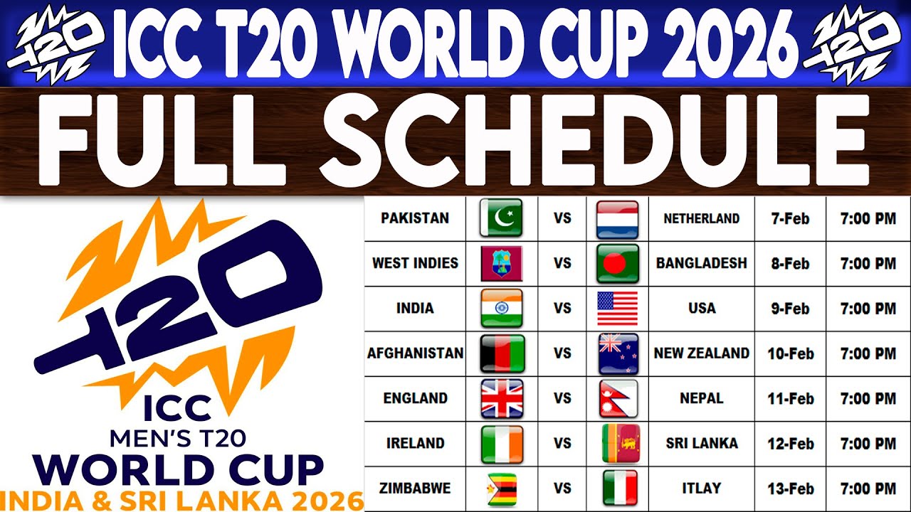 T20 World Cup 2026 Schedule | ICC T20 World Cup 2026 Full Schedule ...