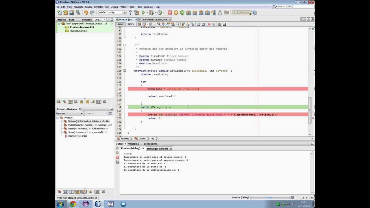 Depuración de código fuente en Netbeans - Ejemplo 2 - YouTube